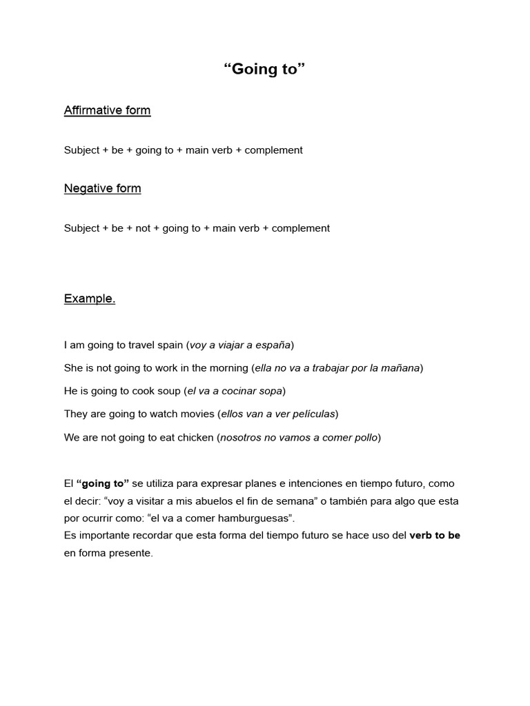 Uso del "going to" en futuro en inglés | PDF