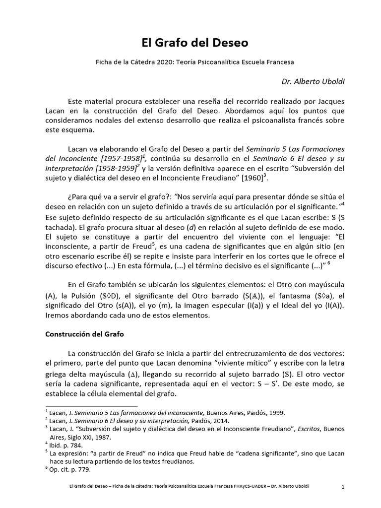 Grafo Del Deseo - Alberto Uboldi - 2020 | PDF | Jacques Lacan ...