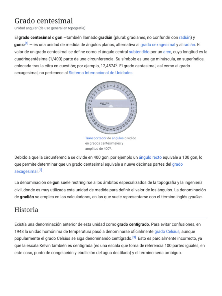 Grado Centesimal: Definición y Uso | PDF | Geometría Elemental | Medida Geométrica