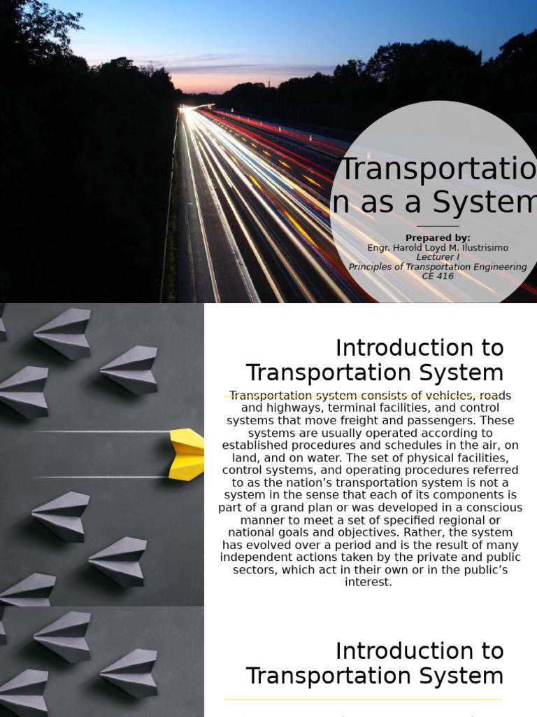 Overview of Transportation Systems | PDF | Traffic | Road