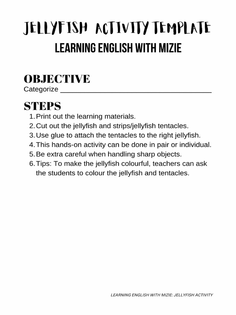 Jellyfish Activity Template | PDF
