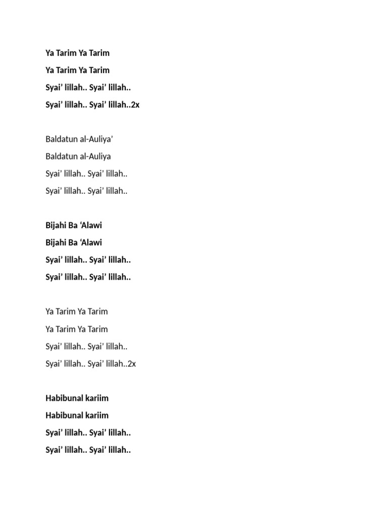 Ya Tarim Ya Tarim | PDF
