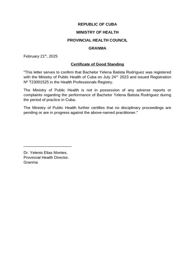 Certificado de Good Standing | PDF