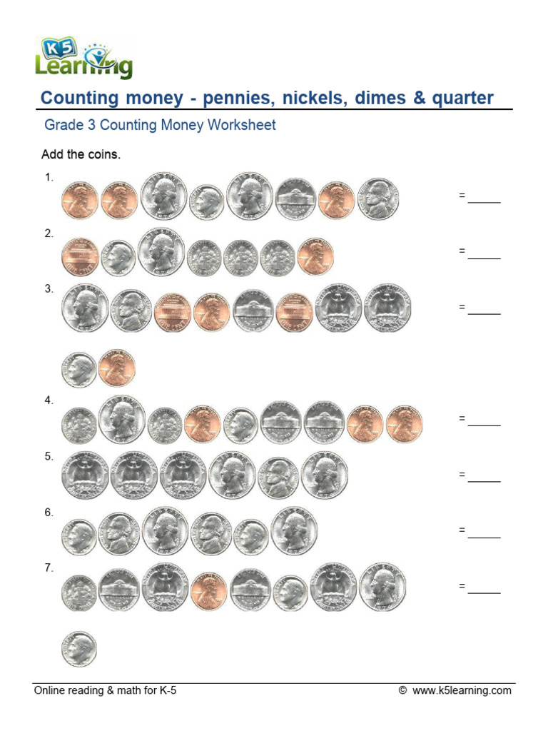 Grade 3 Counting Money Pennies Nickels Dimes - Quarters A | PDF