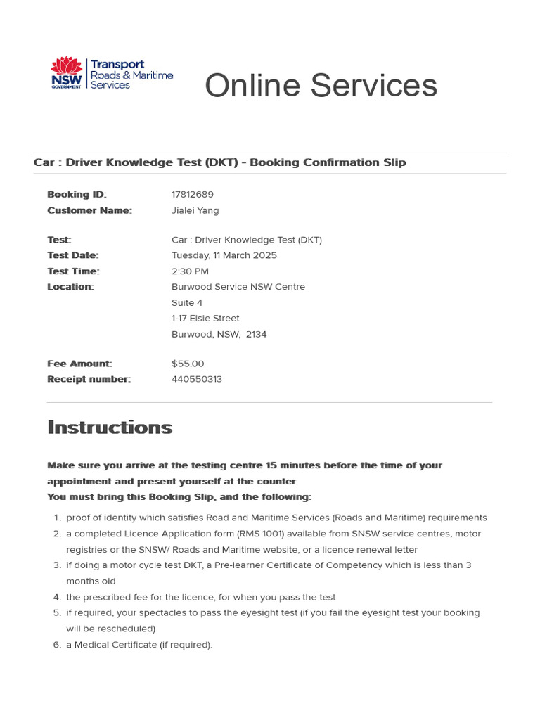 Book A Test Receipt | PDF