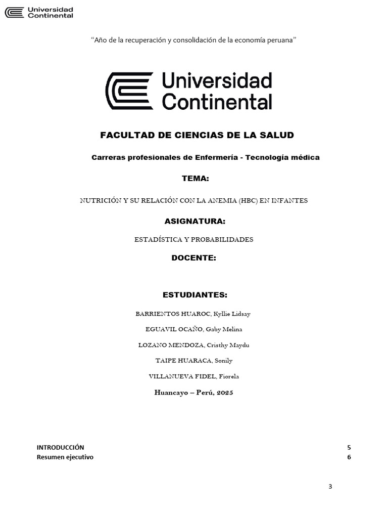 Nutrición y Su Relación Con La Anemia (HBC) en Infantes - Lozano ...