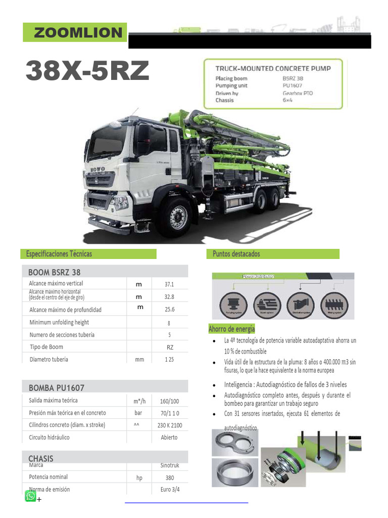 Especificaciones ZOOMLION 38X-5RZ | PDF