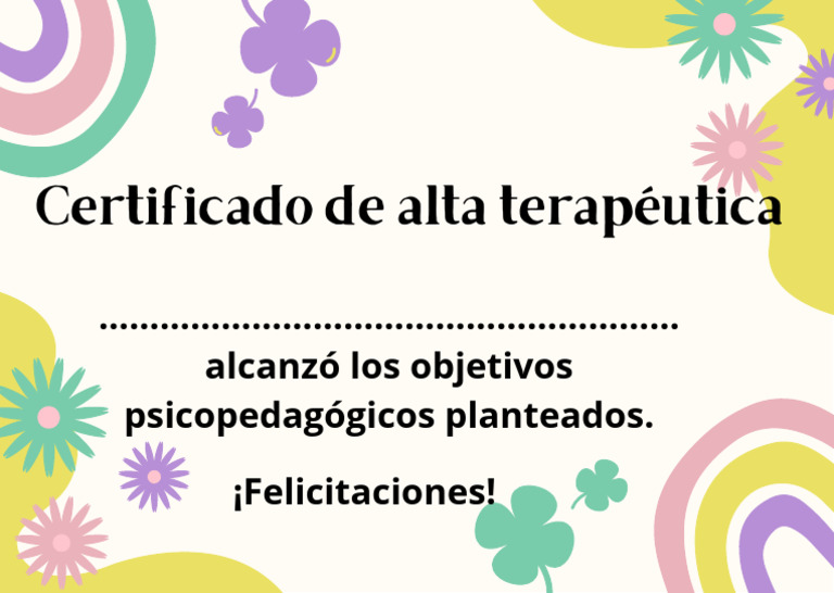 Certificado de Alta Terapéutica. | PDF