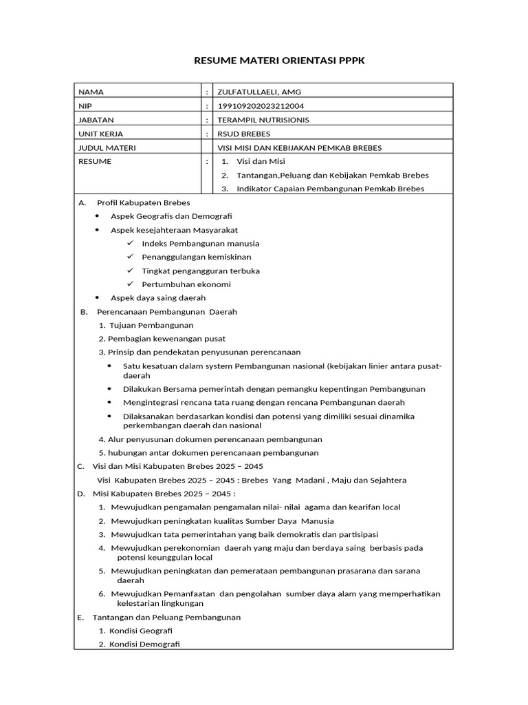Resume 1 Orientasi PPPK 1 Hari Ke 1 Zulfa | PDF