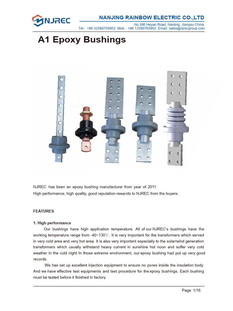 RAINBOW Epoxy Bushings Catalog | PDF | Insulator (Electricity ...