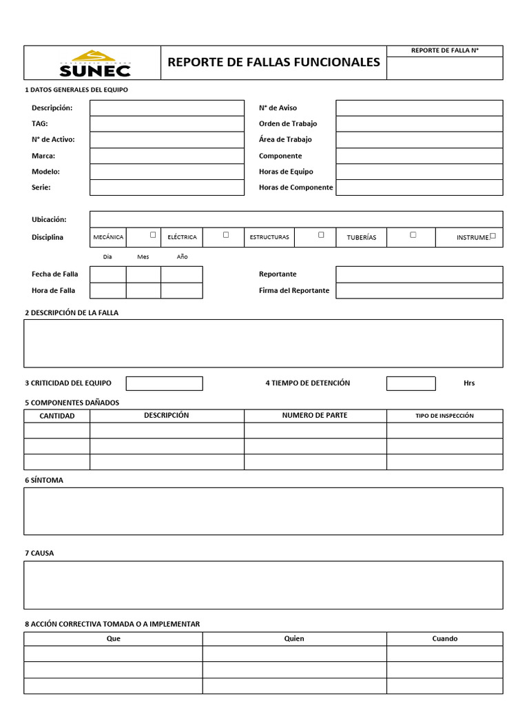 F-Reporte de Fallas Funcionales | PDF