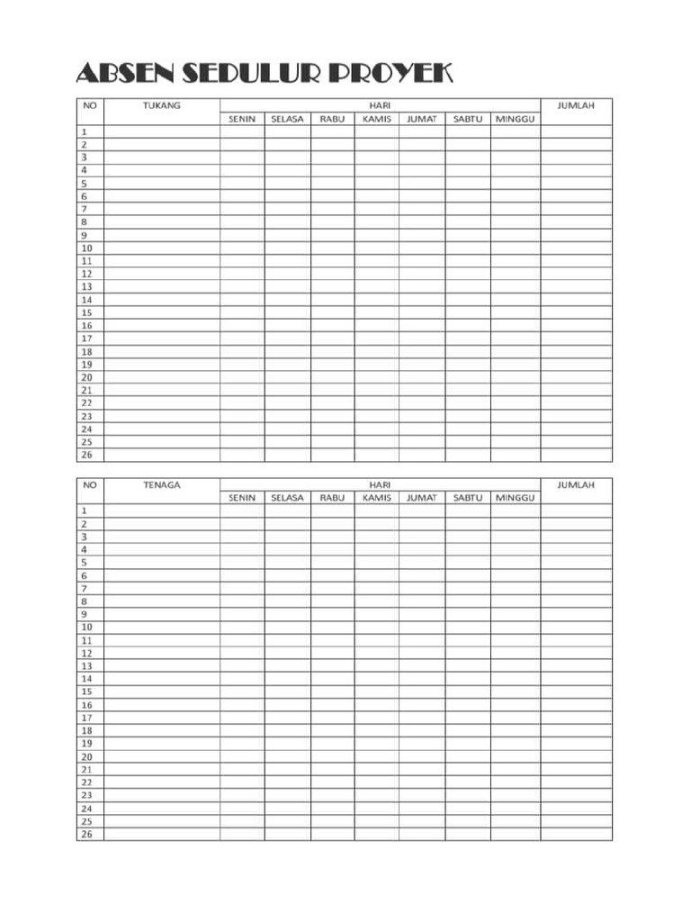 Absen Sedulur Proyek | PDF