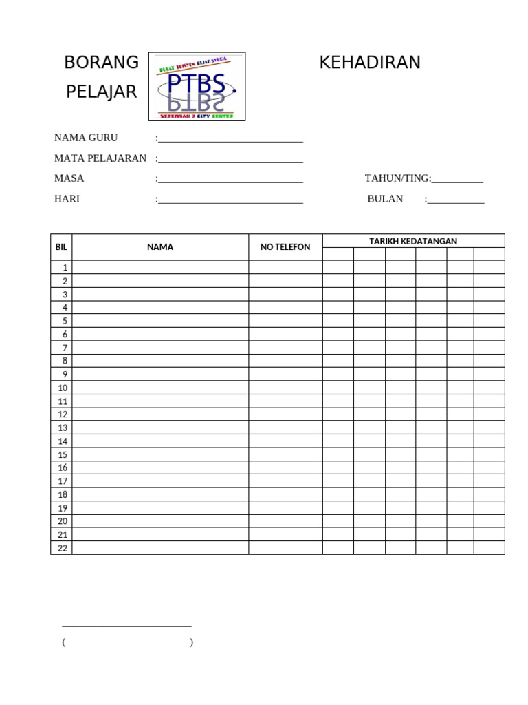Borang Kehadiran | PDF