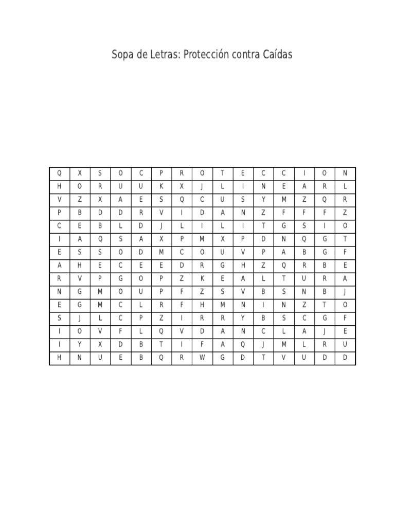Sopa de Letras Proteccion Caidas-1 | PDF