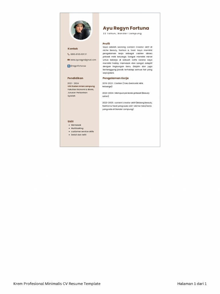 CV Ayu Regyn F | PDF