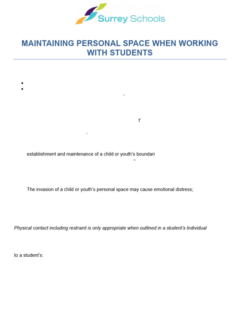 Personal Space Protocol for Educators | PDF | Violence | Interpersonal ...
