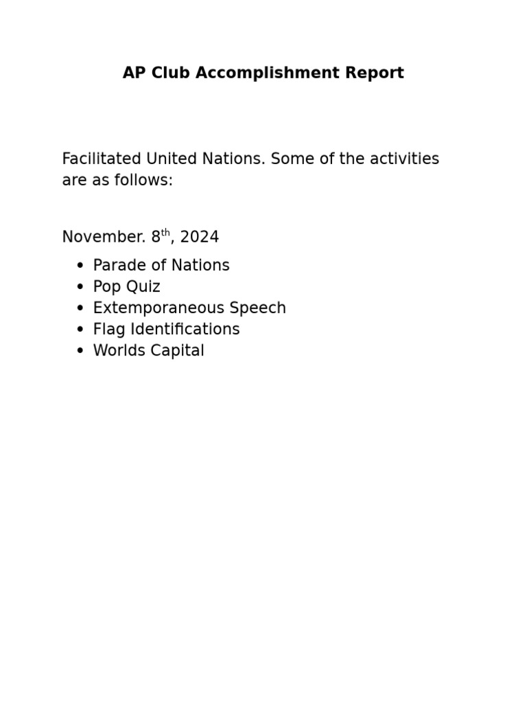 Accomplishment Report | PDF