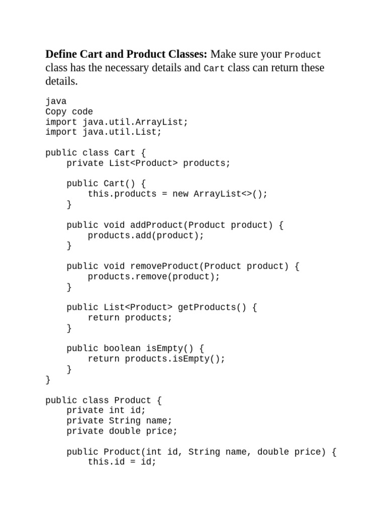 Define Cart and Product Classes | PDF | String (Computer Science ...