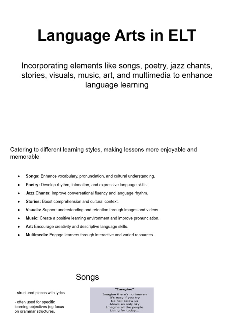 Language Arts in ELT | PDF