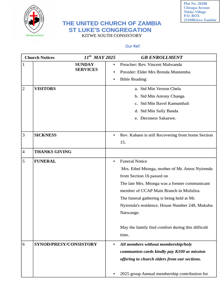 St. Luke's Church Notices - May 2025 | PDF | Protestant Denominational ...