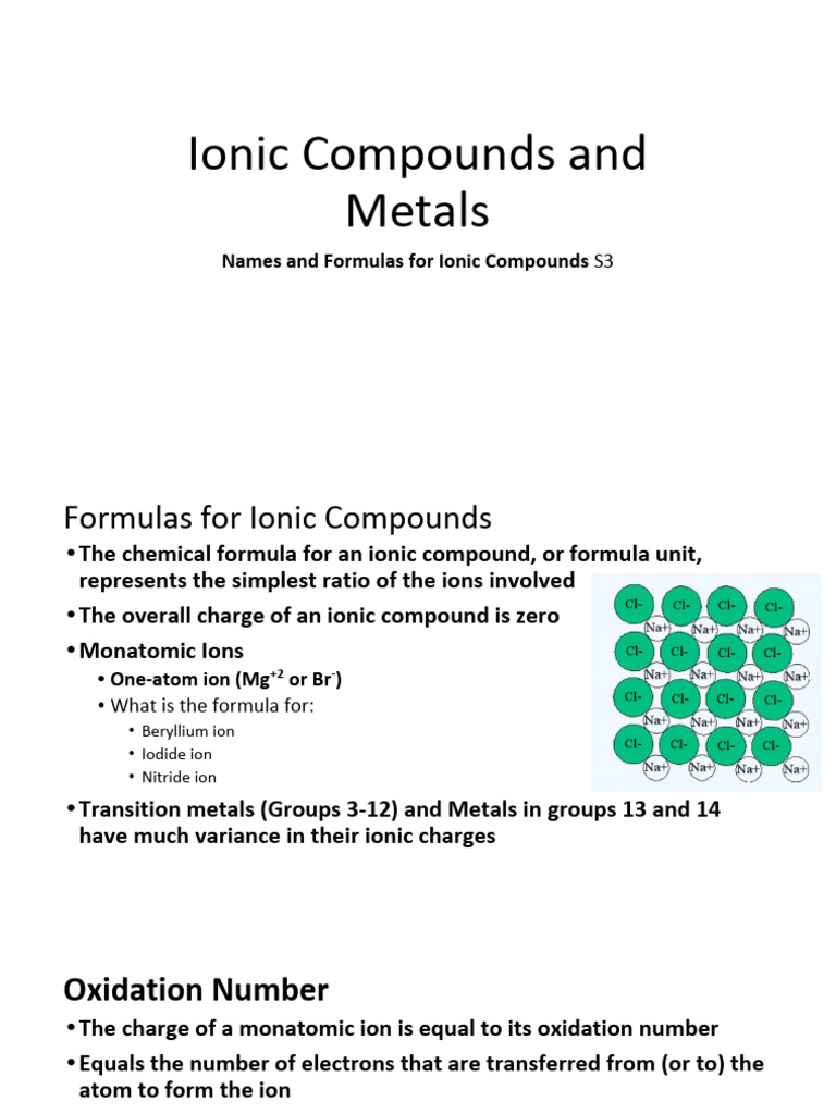Names and Formulas For Ionic Compounds S3 GC | PDF | Ion | Chemical ...