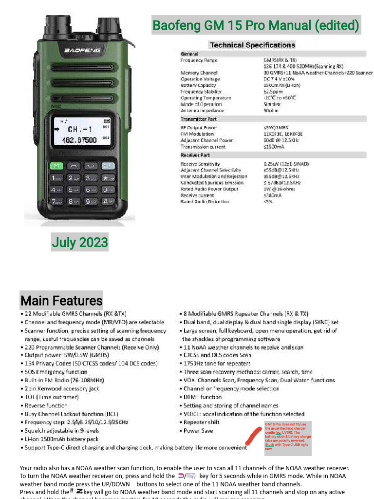 Baofeng GM 15 PRO Manual Simplified V15 - Compressed | PDF ...
