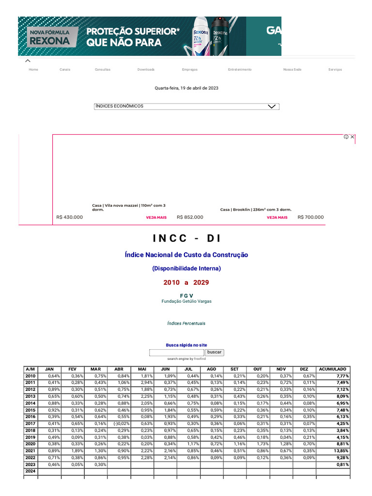 Incc-Di (FGV) - Portal Dos Índices | PDF