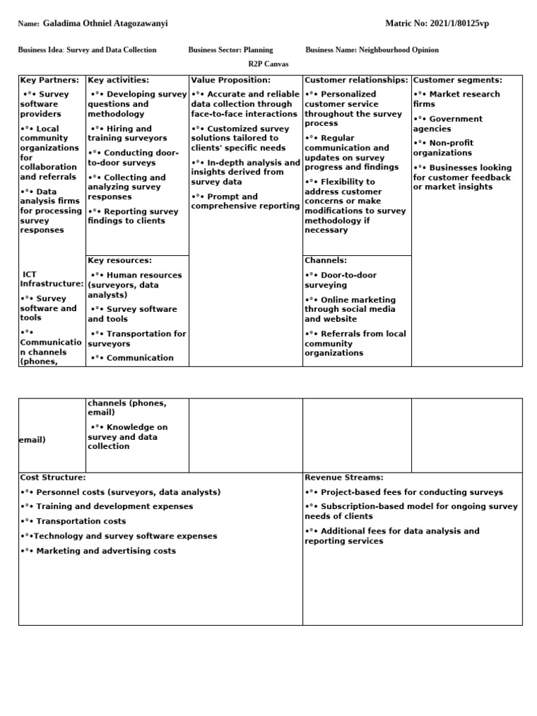 BMC Plane Template Final Survey | PDF | Data Analysis | Marketing