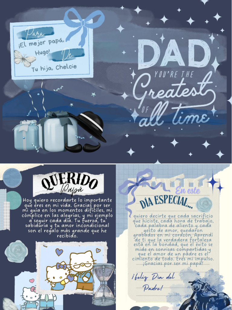Blue Classic Typographic Happy Father's Day Card | PDF