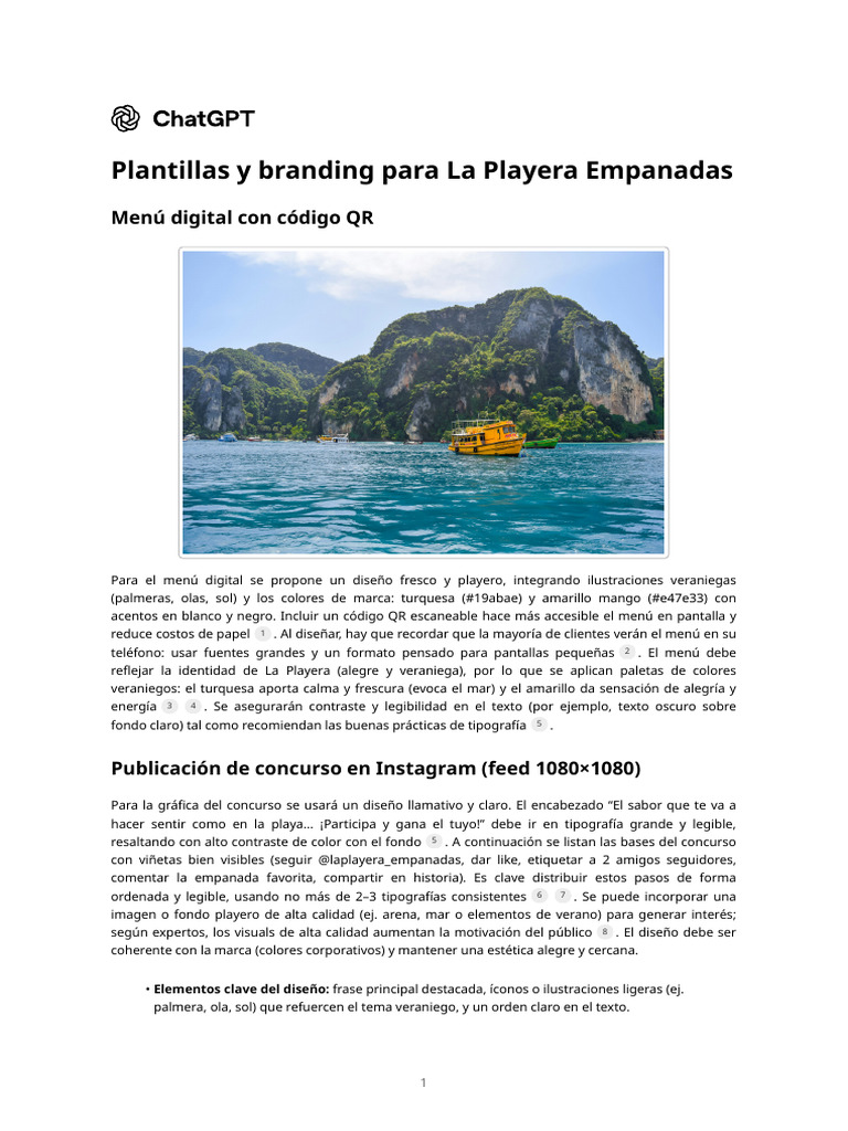 Plantillas y Branding para La Playera Empanadas | PDF | playa | Código QR