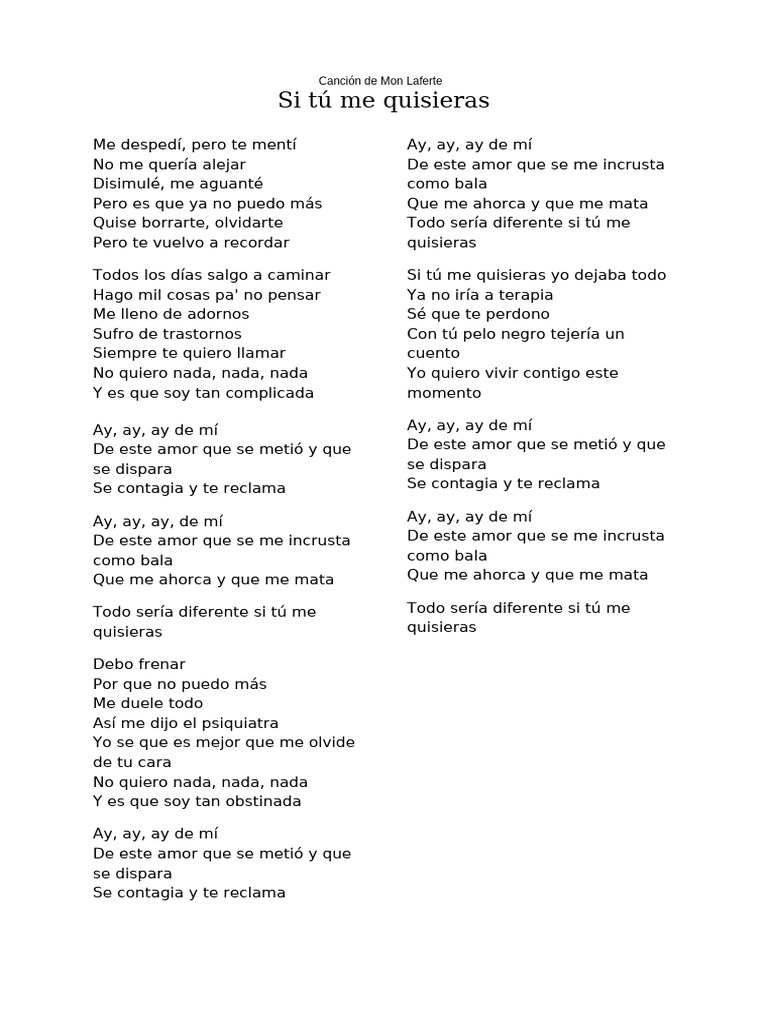 Si Tú Me Quisieras: Canción de Mon Laferte | PDF