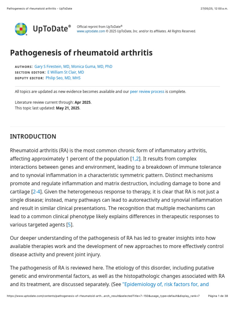 Understanding Rheumatoid Arthritis Pathogenesis | PDF | Rheumatoid ...