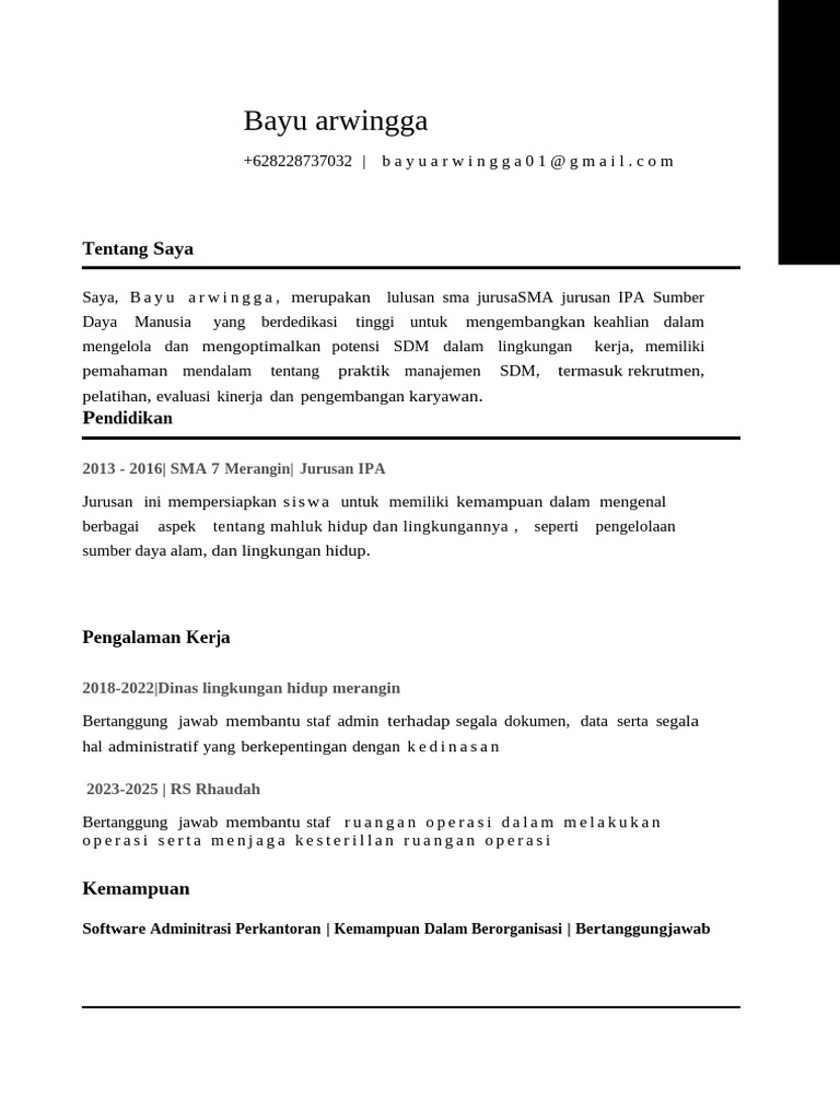 CV Bayu Arwingga | PDF