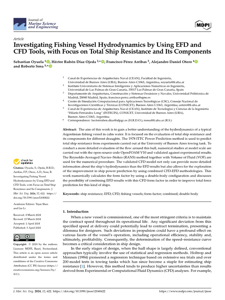 Investigating Fishing Vessel Hydrodynamics by Using EFD and CFDTools, With Focus OnTotal Ship ...