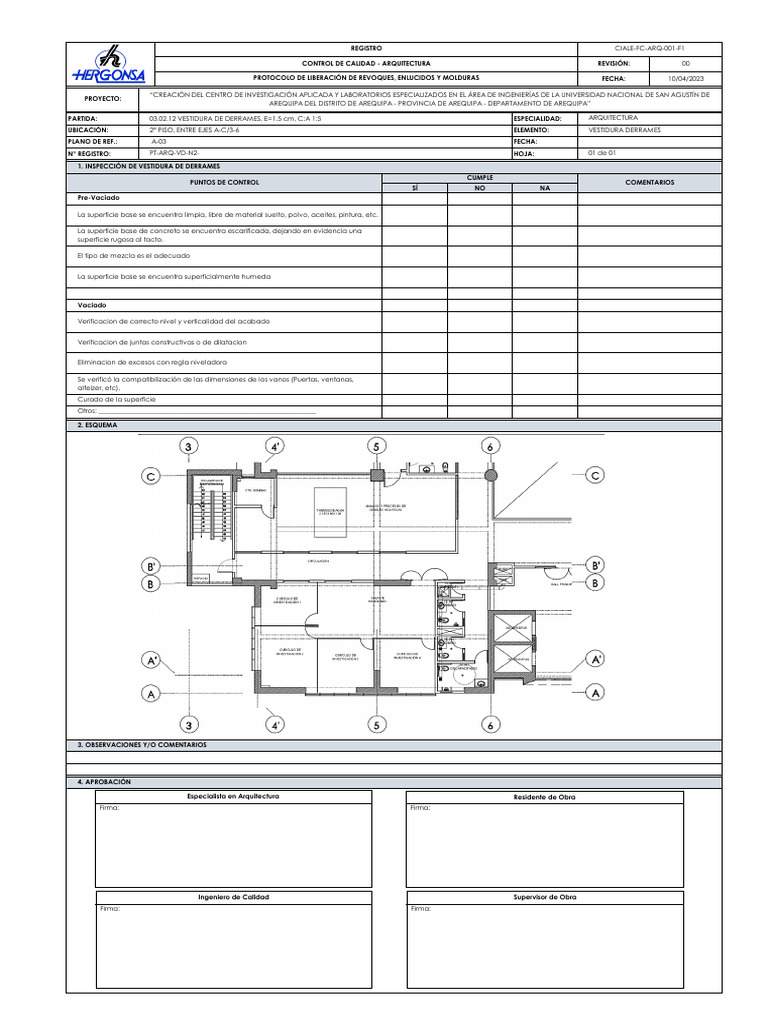 Protocolo de Liberación de Revoques, Enlucidos y Molduras | PDF