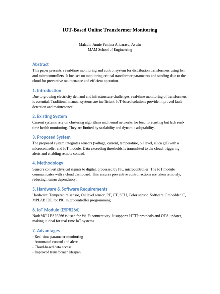 IoT-Based Transformer Monitoring System | PDF