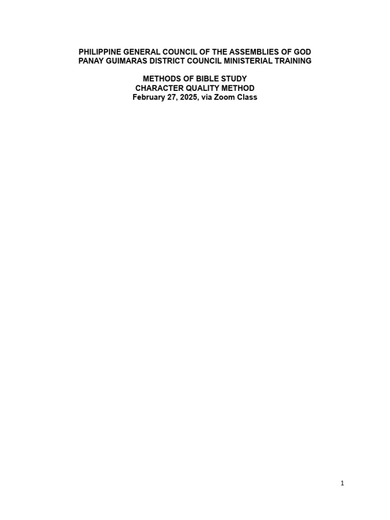 3A. Character Quality Method | PDF | Bible | Jesus