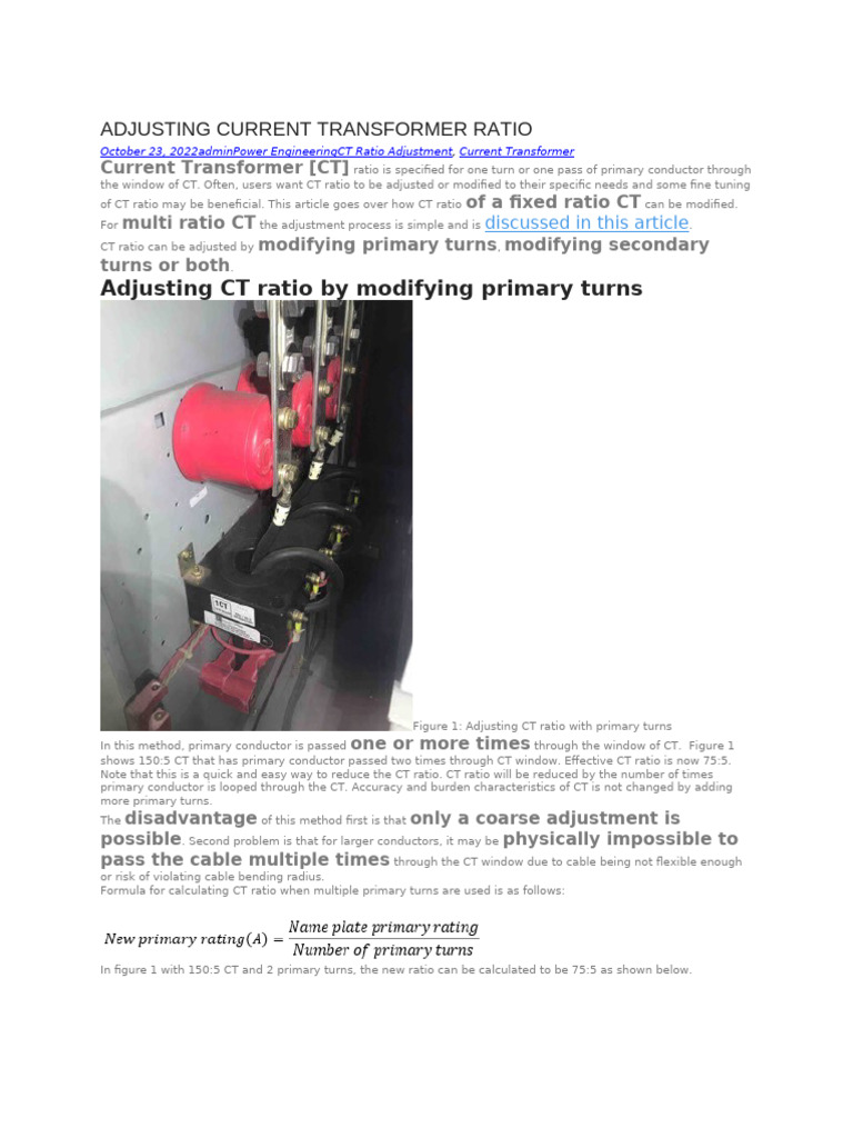 Adjusting Current Transformer Ratio | PDF | Electronic Engineering ...
