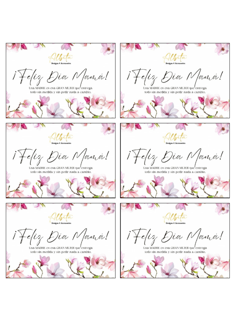 Tarjeta Dia De Las Madres Pdf