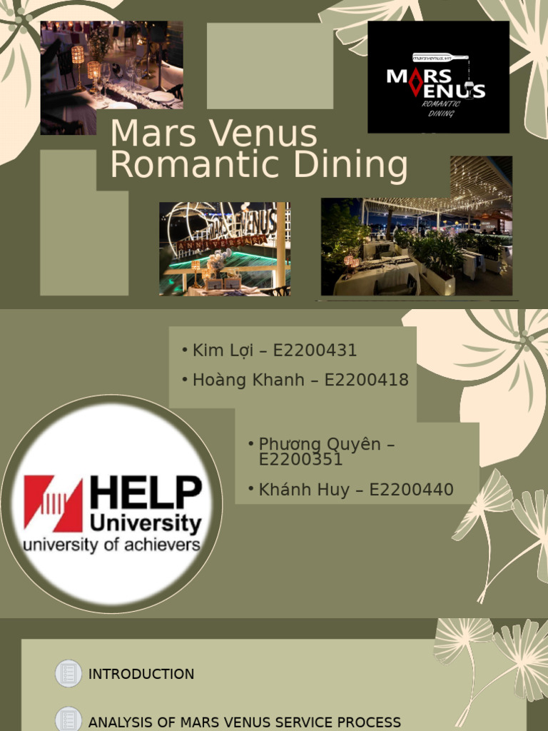 Mars Venus Romantic Dining | PDF | Lighting