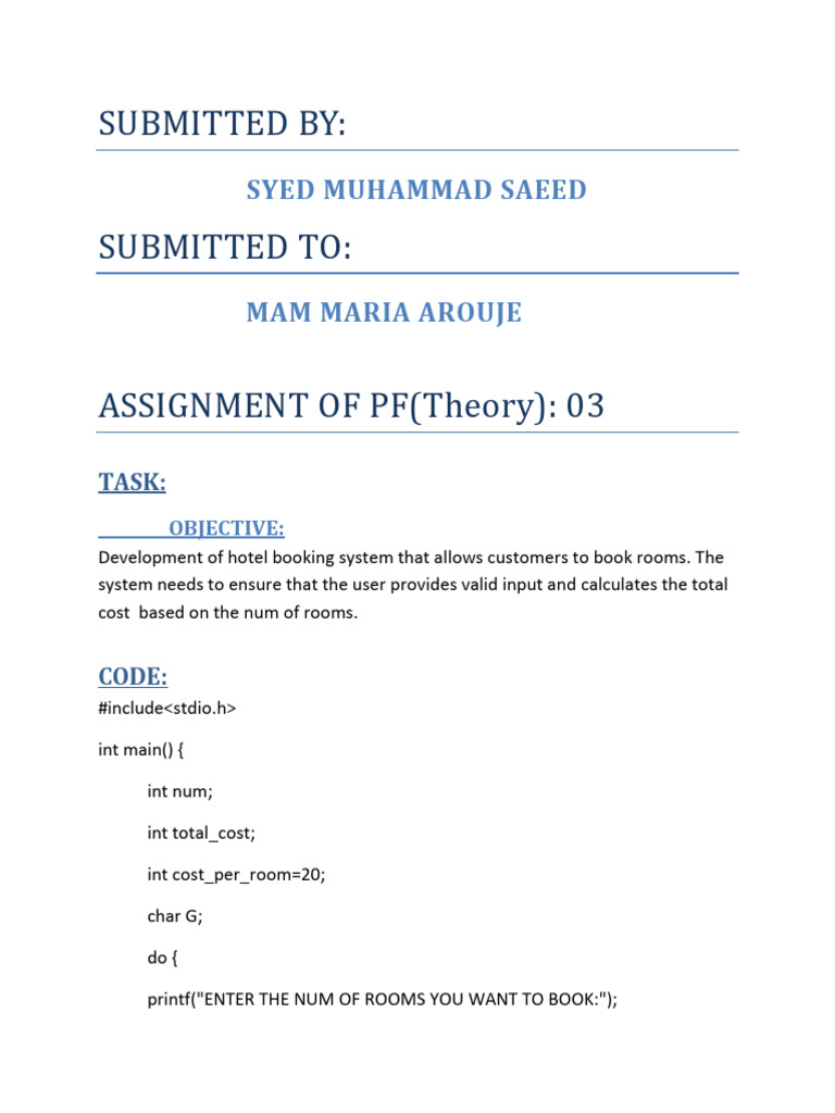 Assignment 3 of PF Theory Syed Muhammad Saeed | PDF | Computer Programming | Software Engineering