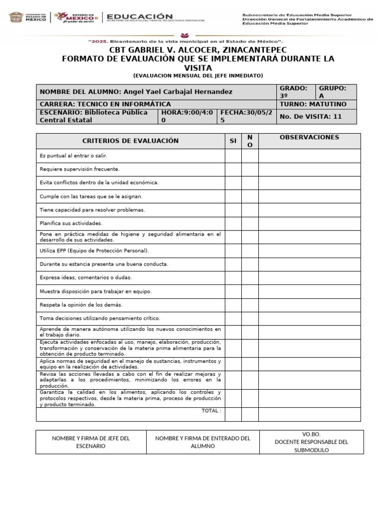 Form Evaluac en Escenario | PDF | Evaluación