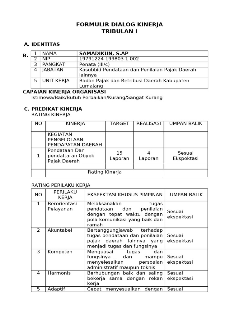 Laporan Kinerja Pajak Daerah Lumajang | PDF