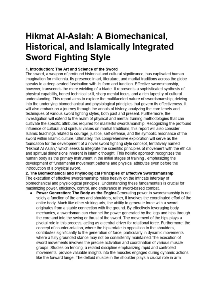 Hikmat Al-Aslah: Islamic Swordsmanship Insights | PDF | Swordsmanship ...