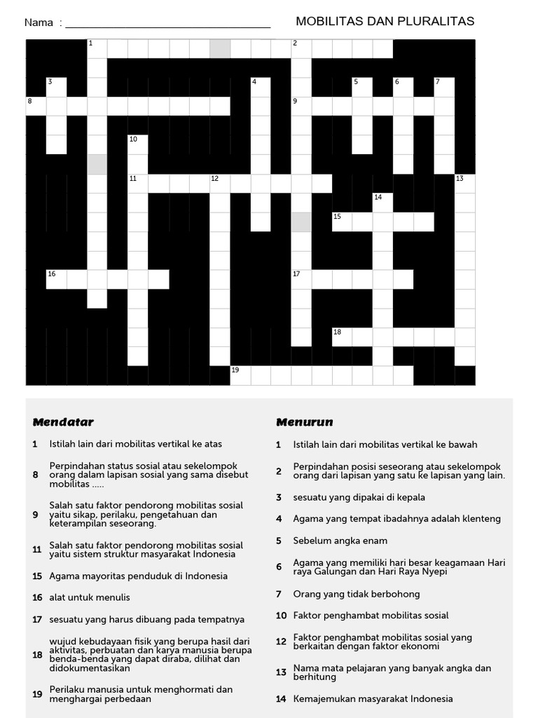 TTS Mobilitas Dan Pluralitas 8 Ganjil LKPD | PDF