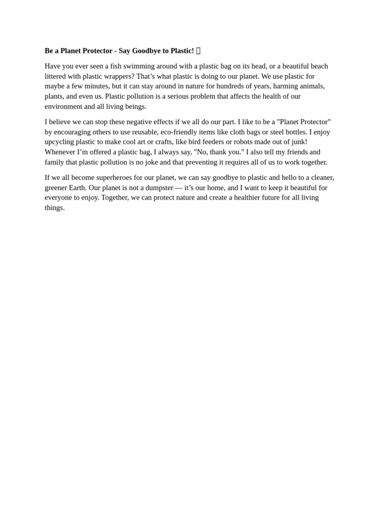 Be A Planet Protector | PDF