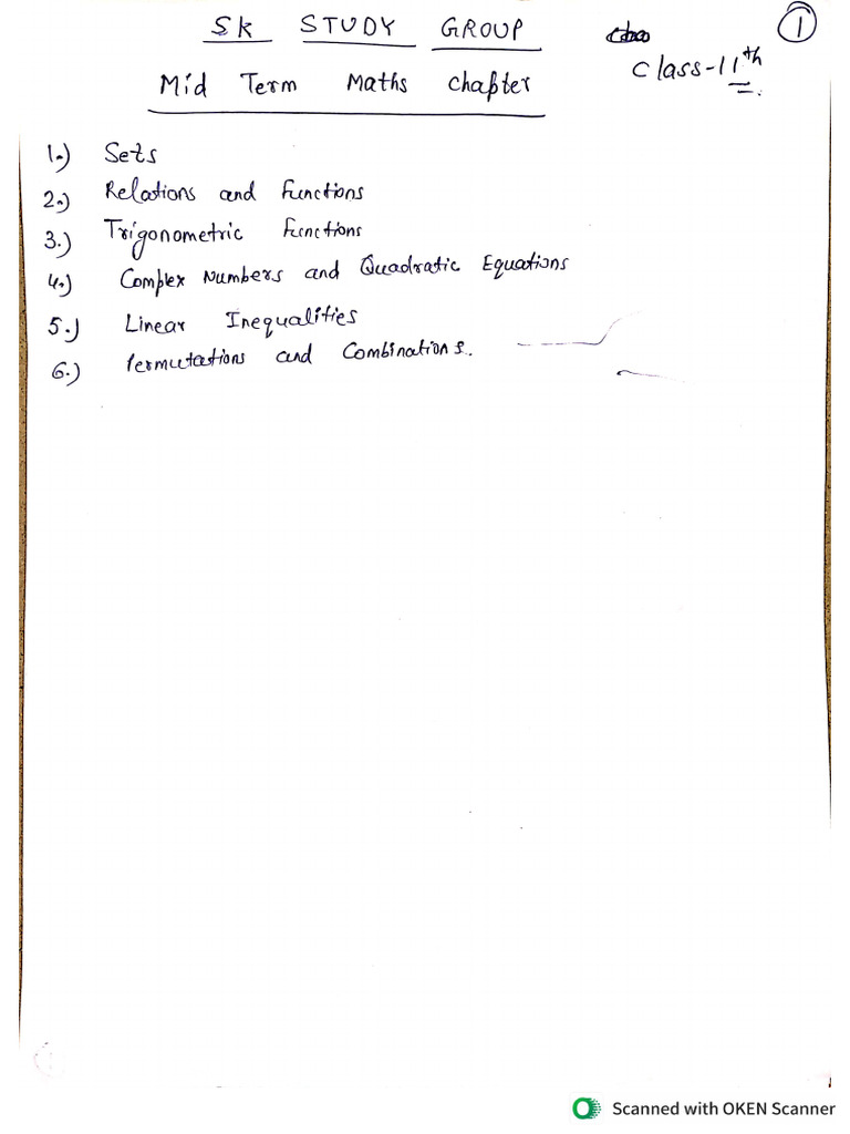 Class 11 Maths Notes Chapter 1 | PDF