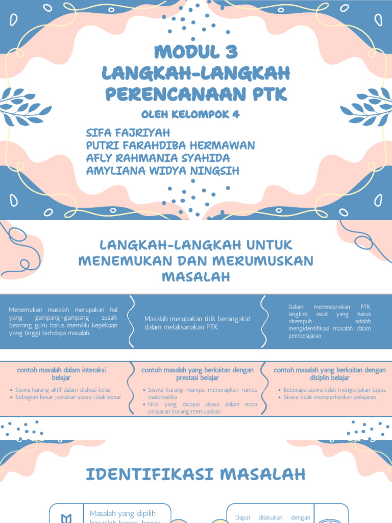 Modul 3 PTK - Langkah-Langkah Perencanaan PTK - Oleh Kelompok 4 | PDF