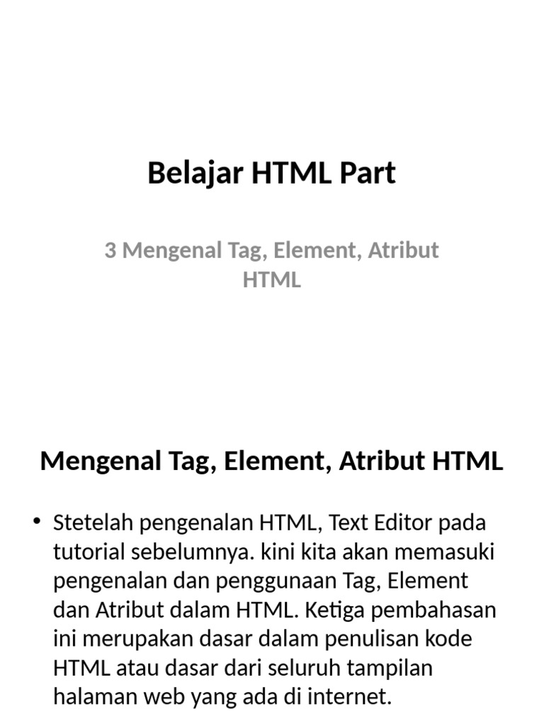 3 Mengenal Tag, Element, Atribut HTML | PDF
