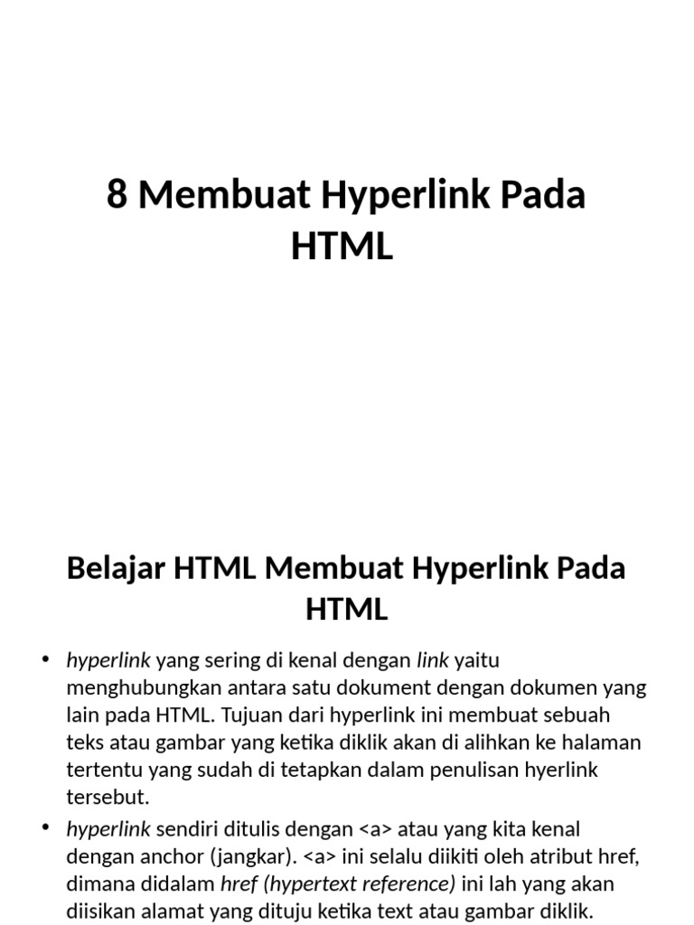 8 Membuat Hyperlink Pada HTML | PDF